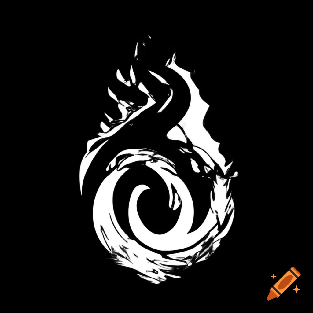 Ink drawing of symbol representing Deep Ocean Water for high fantasy ...