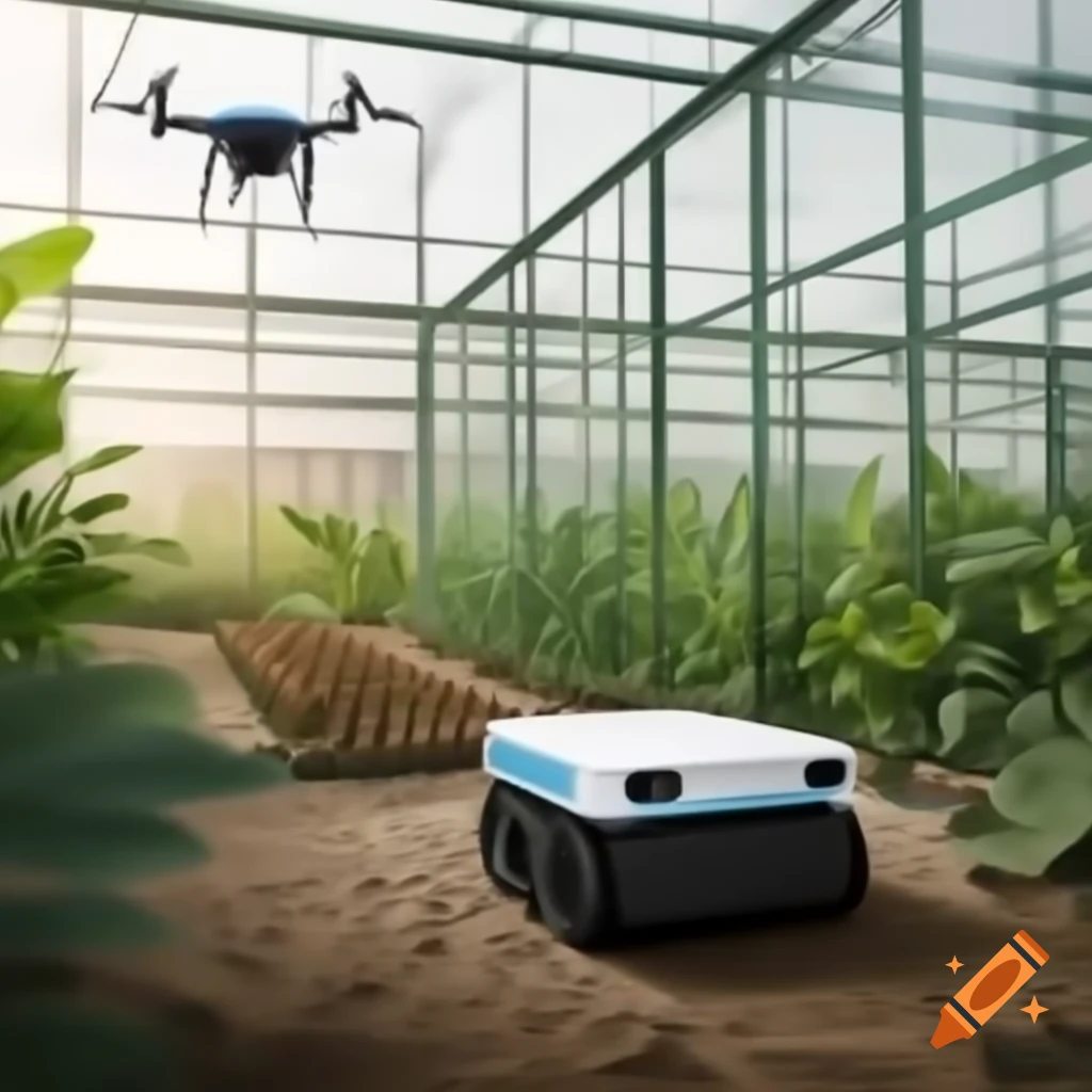 Ground mobile robot with drone docking station and flying drone in ...