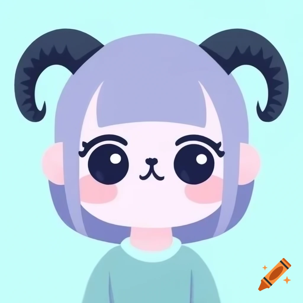 Chibi Aries zodiac avatar in kawaii style with pastel colors on Craiyon