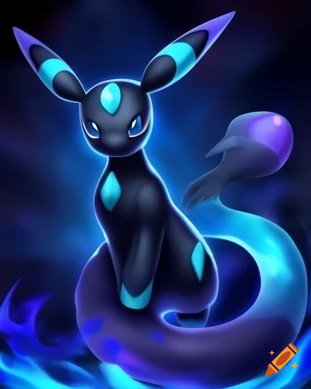 Unique Pokémon blend of Umbreon and Mew, dark and psychic types on Craiyon