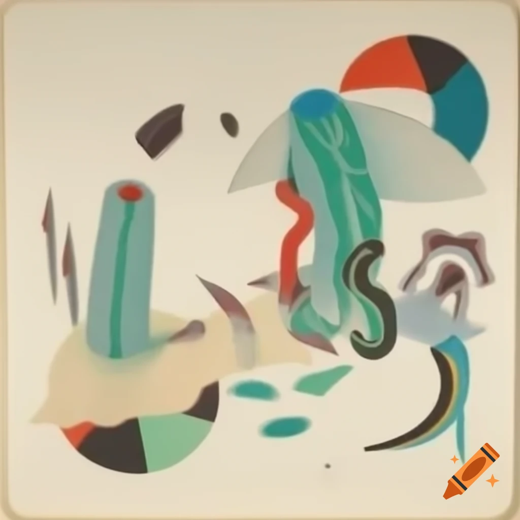 Surrealist 1950s art featuring strange large objects on white ...