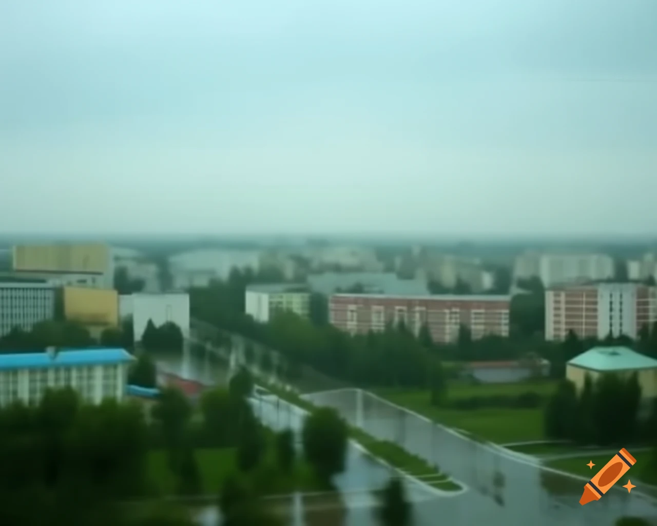 Sunny day view of Yurga, Kemerovo Oblast, Russia after rain on Craiyon