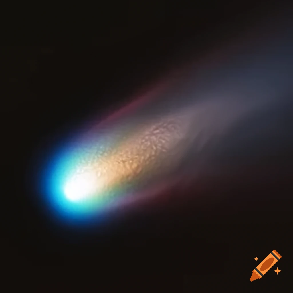 Comet flying in space, parts separating and reconnecting in circular ...