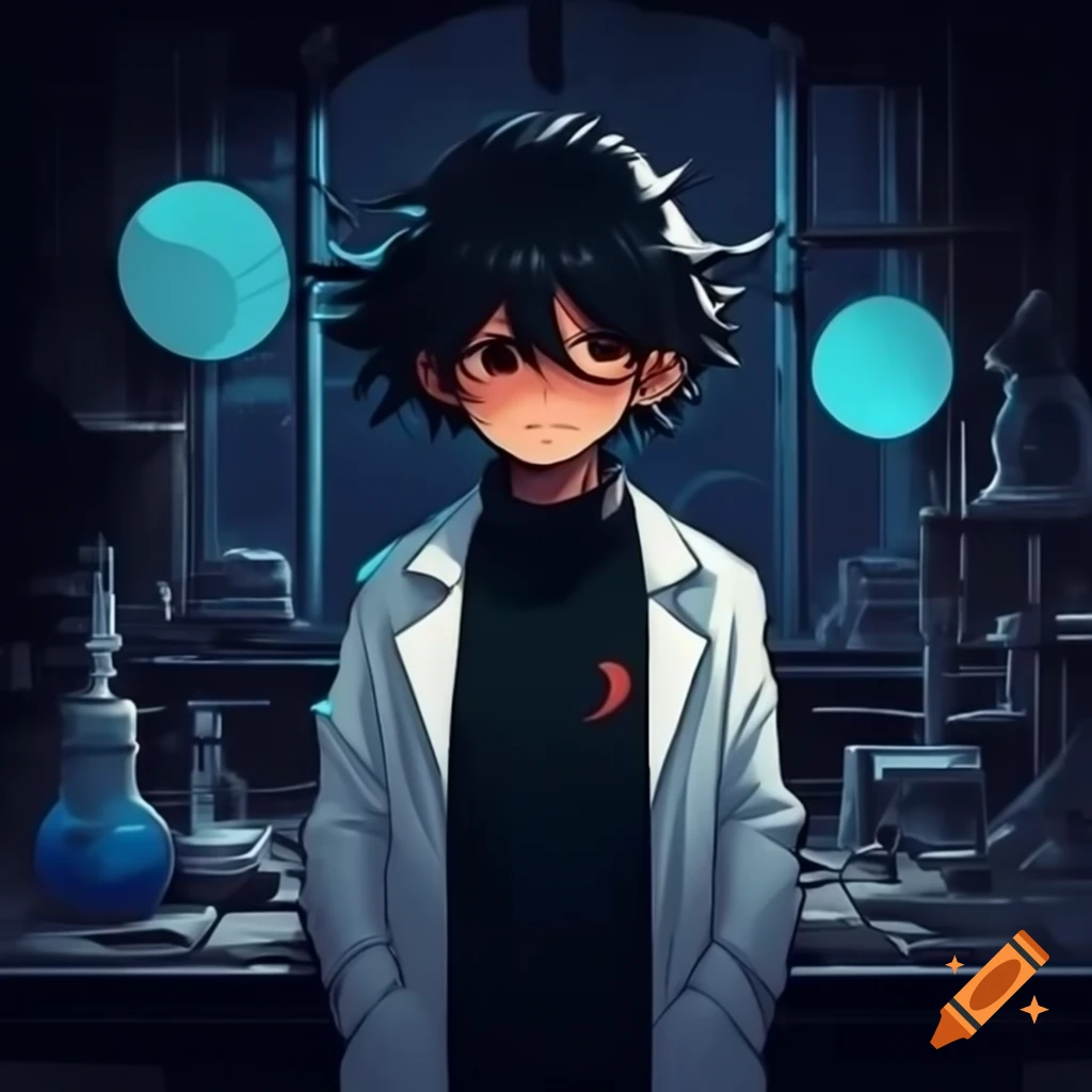 Turkish university student in torn lab coat in abandoned physics ...