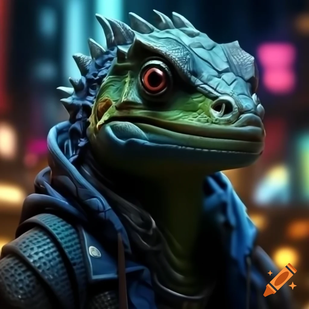 Realistic humanoid lizard with scales and stylish fedora, exuding ...