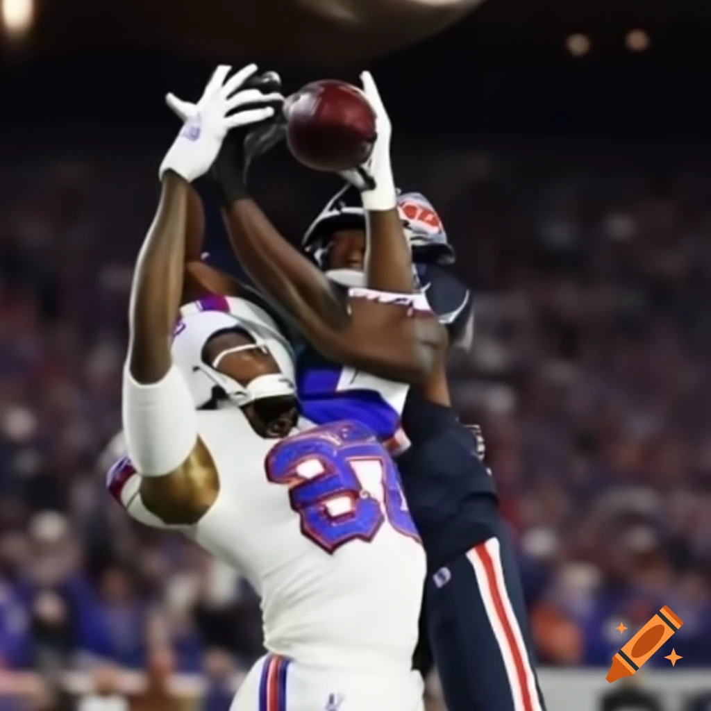 Buffalo Bills player making a one-handed catch during a game on Craiyon