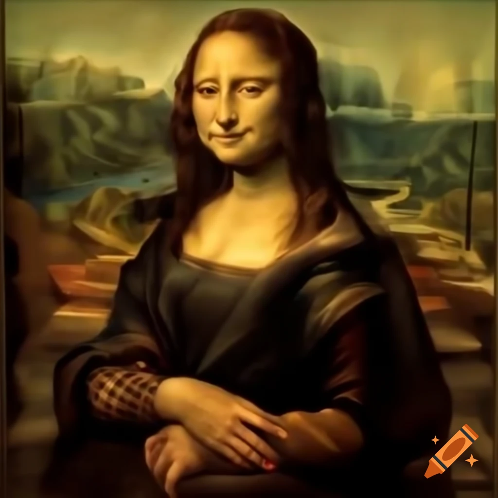 A reinterpretation of the Mona Lisa with a happier expression on Craiyon