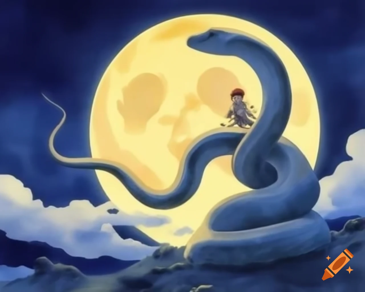 Astronaut riding giant snake on moon with dramatic watercolor lighting ...
