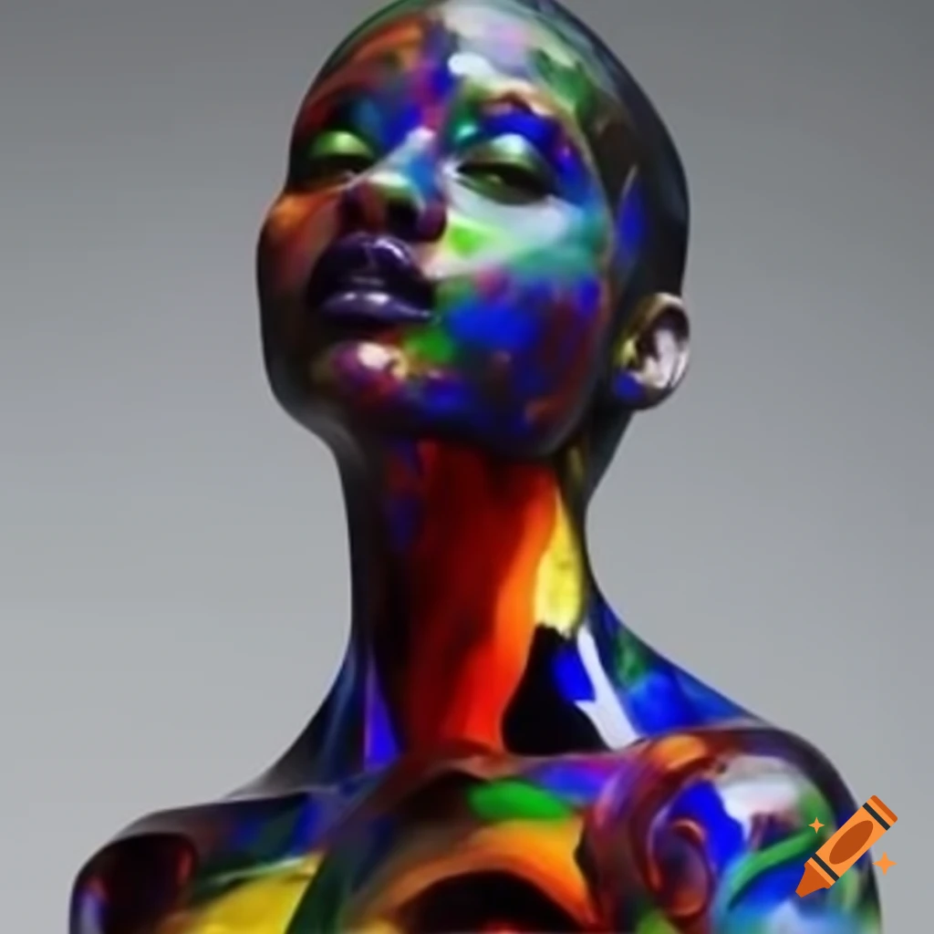 Colorful glass statue with a psychedelic design on Craiyon