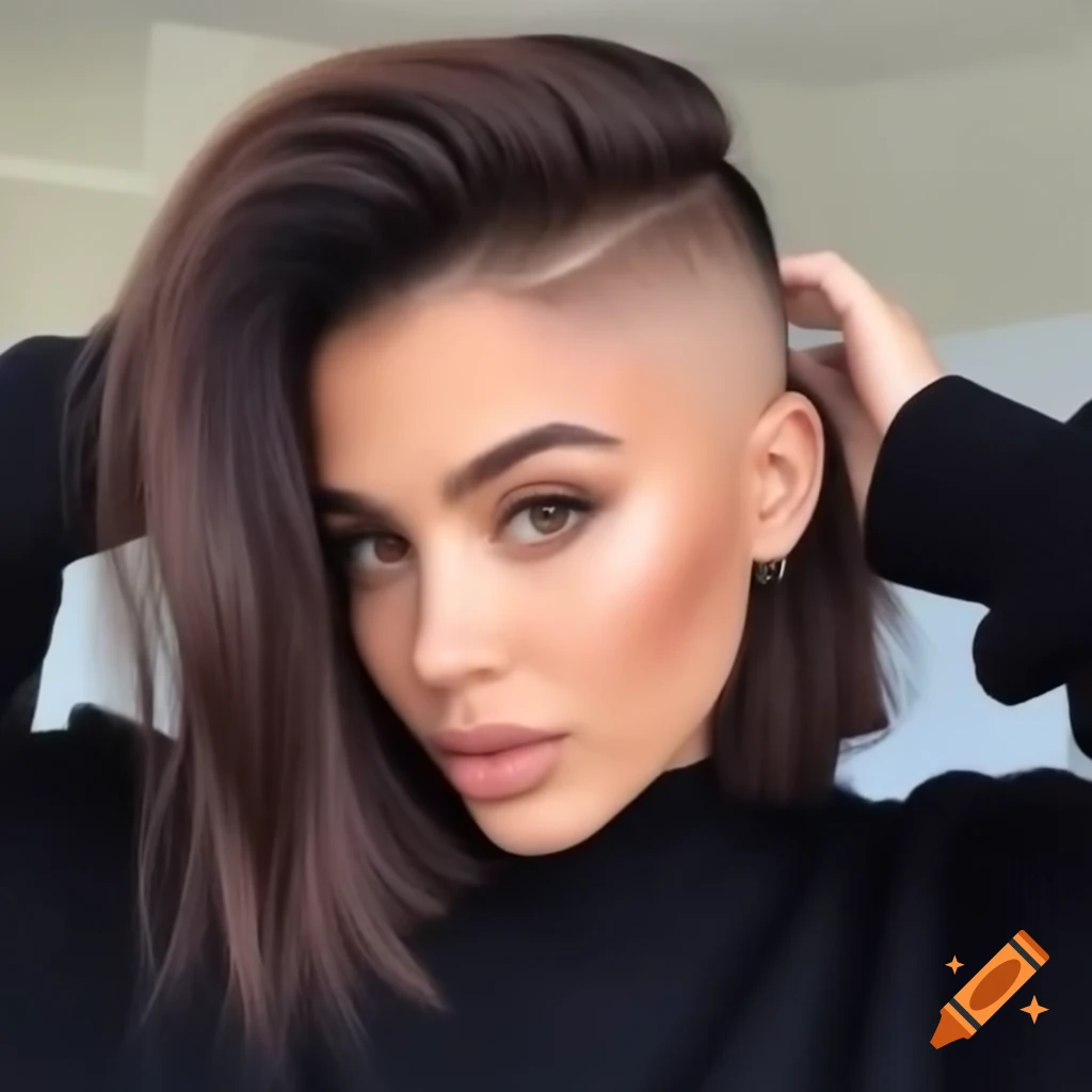 Mediterranean woman with striking undercut bob hairstyle on Craiyon