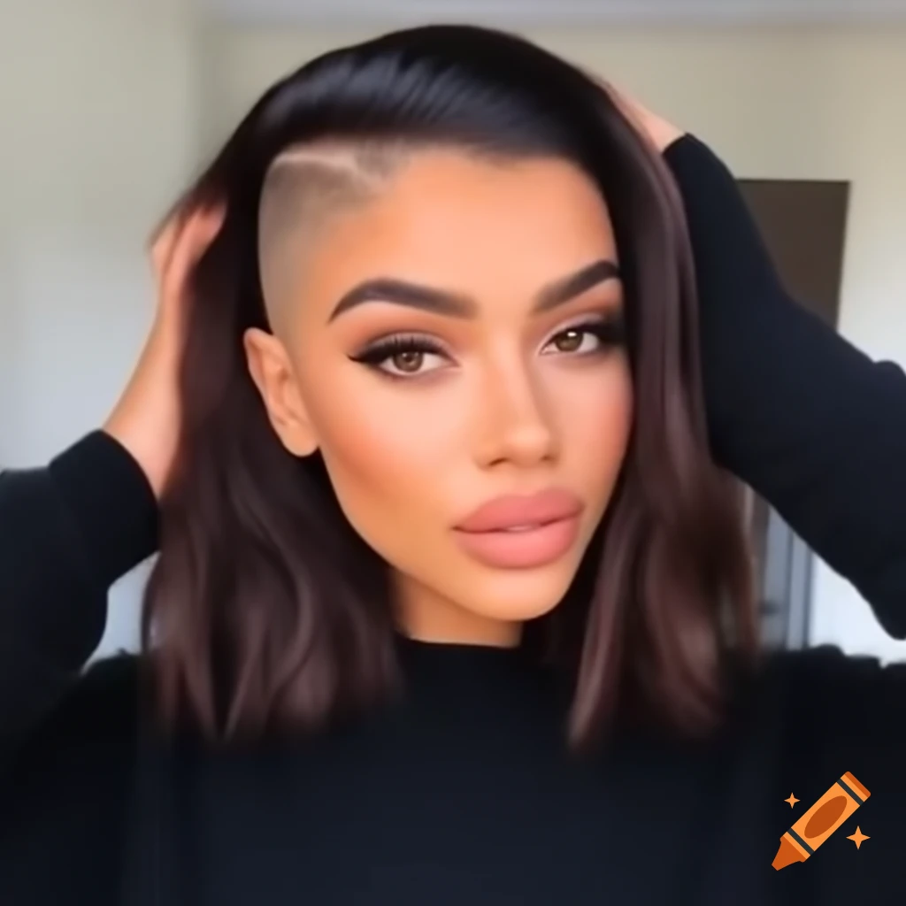 Mediterranean woman with striking undercut bob hairstyle on Craiyon