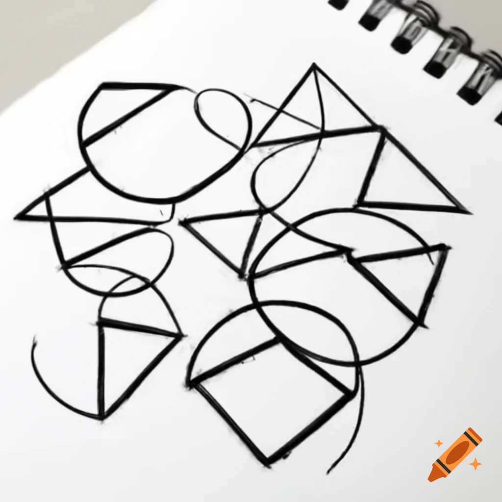 Black and white random shapes cut out on sketch pad on Craiyon