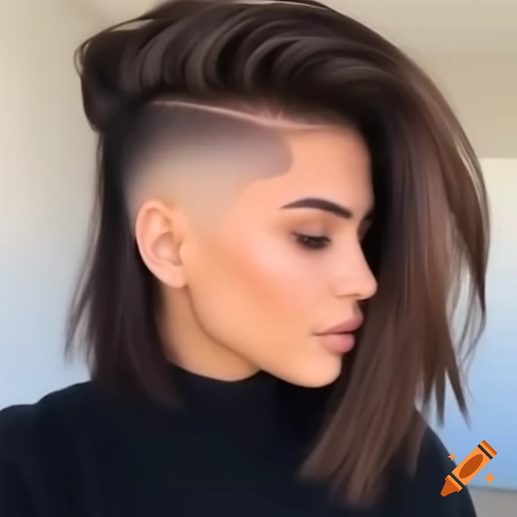 Mediterranean woman with thick dark brown hair in an edgy shaved ...