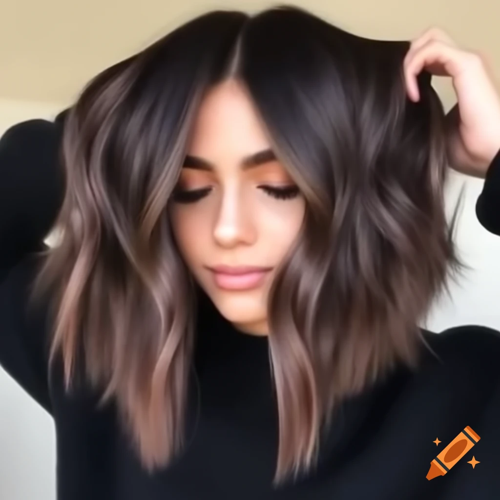 Mediterranean woman with thick dark brown hair in a shaved undercut bob ...