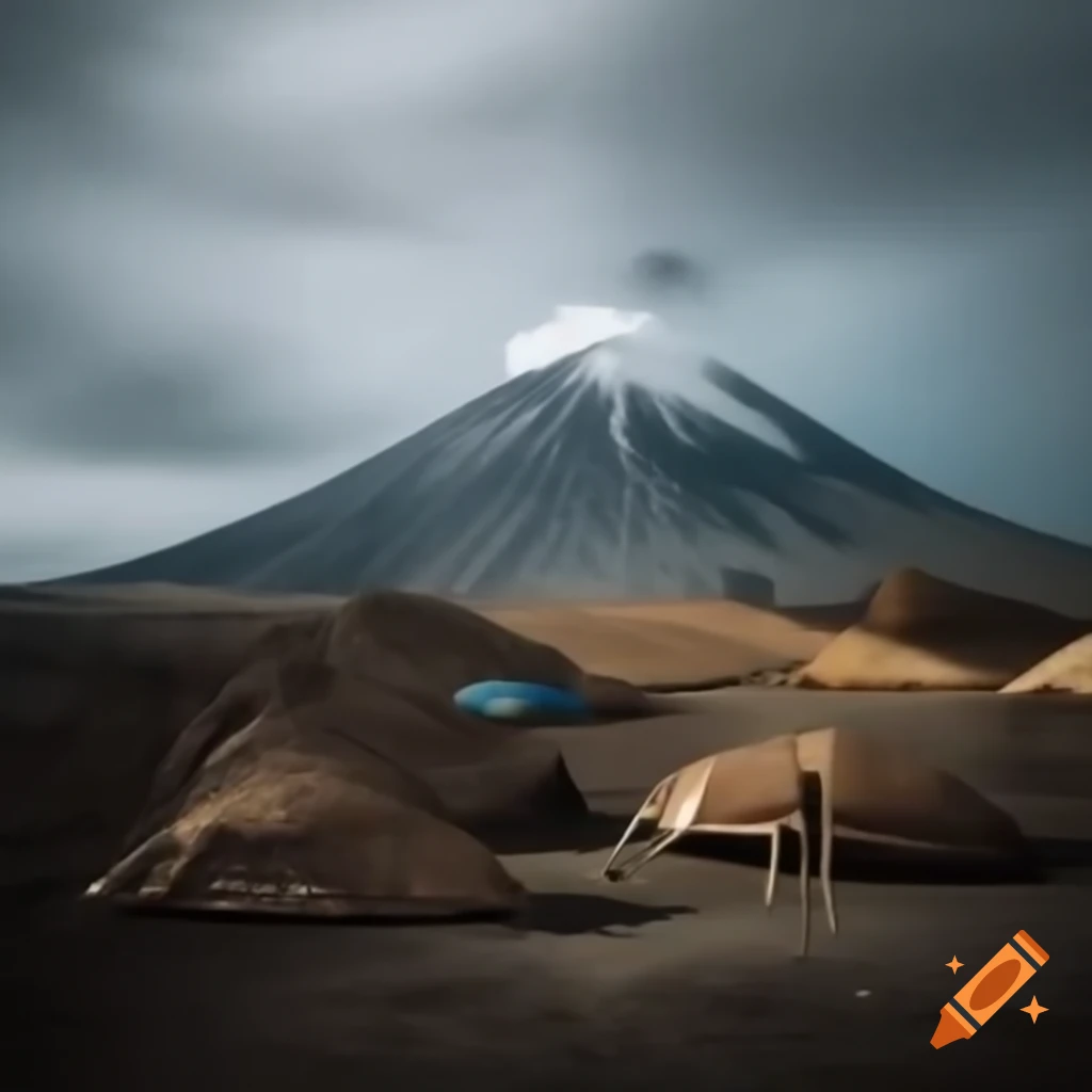 Vast dark land of Mordor with imposing landscape on Craiyon