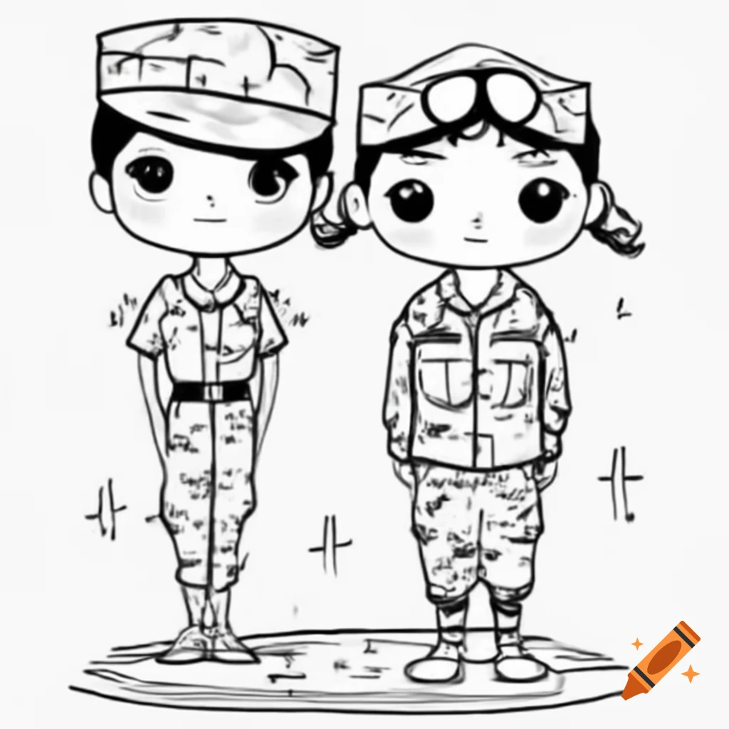 Cartoon of female airman with mother in OCP uniform on Craiyon