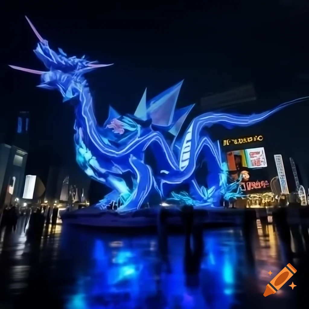 Ultra-realistic photography of a colossal origami dragon flying over ...