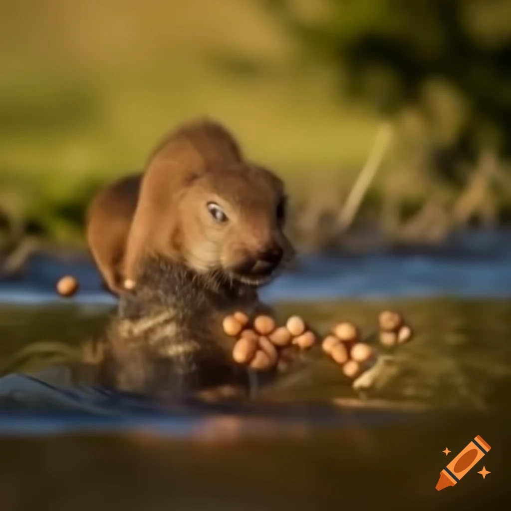 Shrek relaxing in baked beans in a stream on the steppe under morning ...