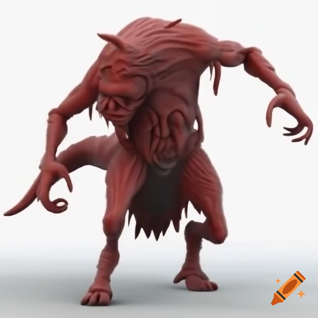 High-quality 3D model of large red beast in T-pose against white ...