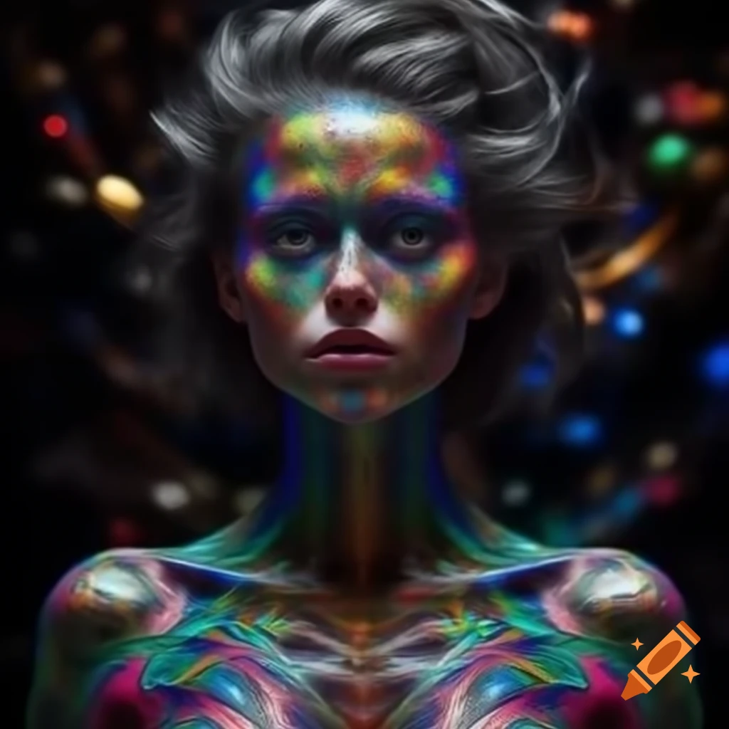 Realistic psychedelic statue with colorful glass design on Craiyon