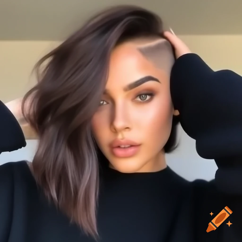 Mediterranean woman with striking undercut bob hairstyle on Craiyon