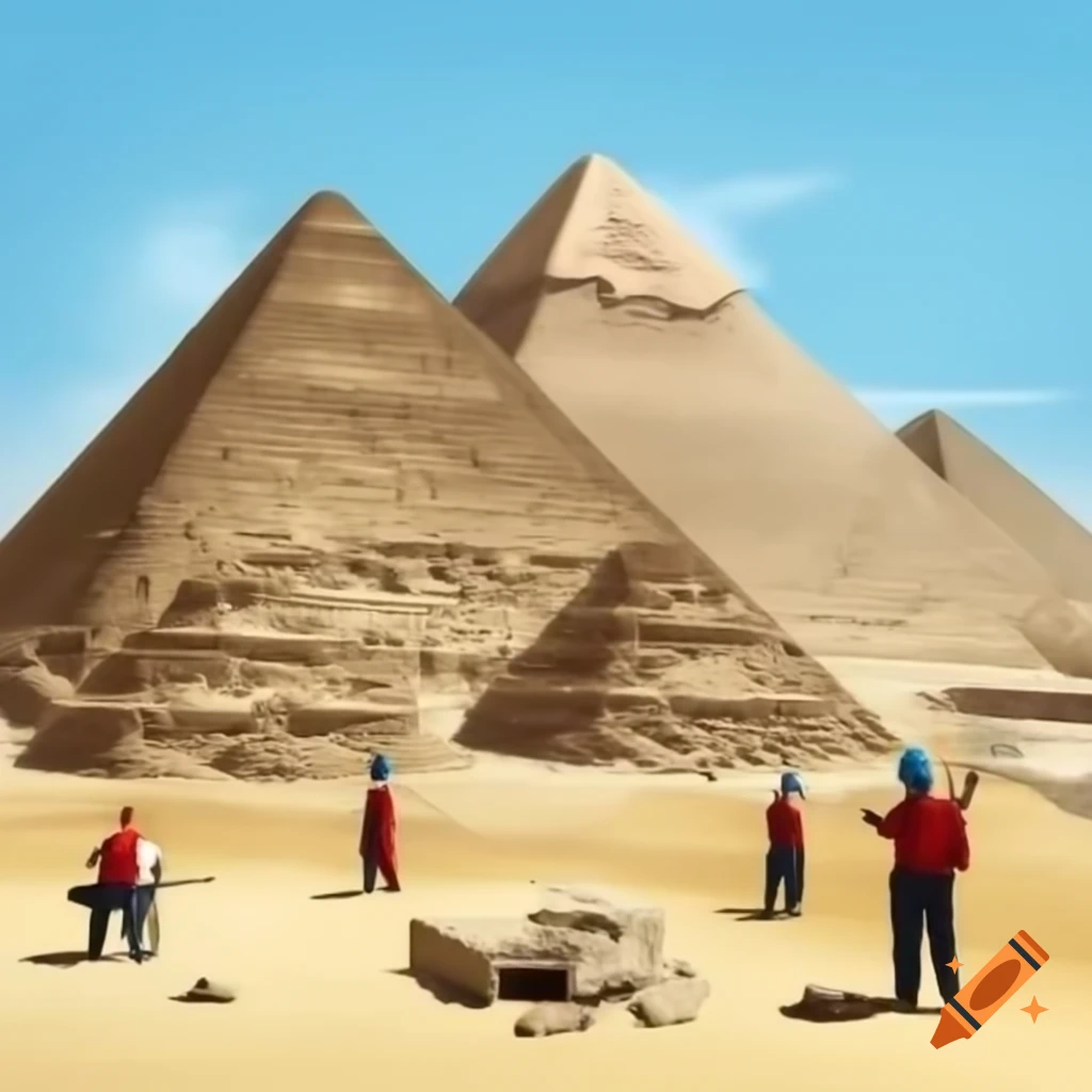 Surreal scene of modern Mexican workers building Pyramids of Giza on ...