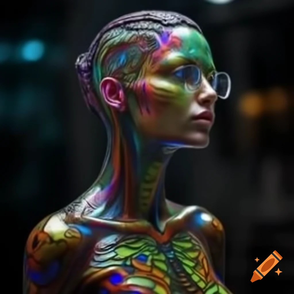 Realistic psychedelic statue with colorful glass design on Craiyon