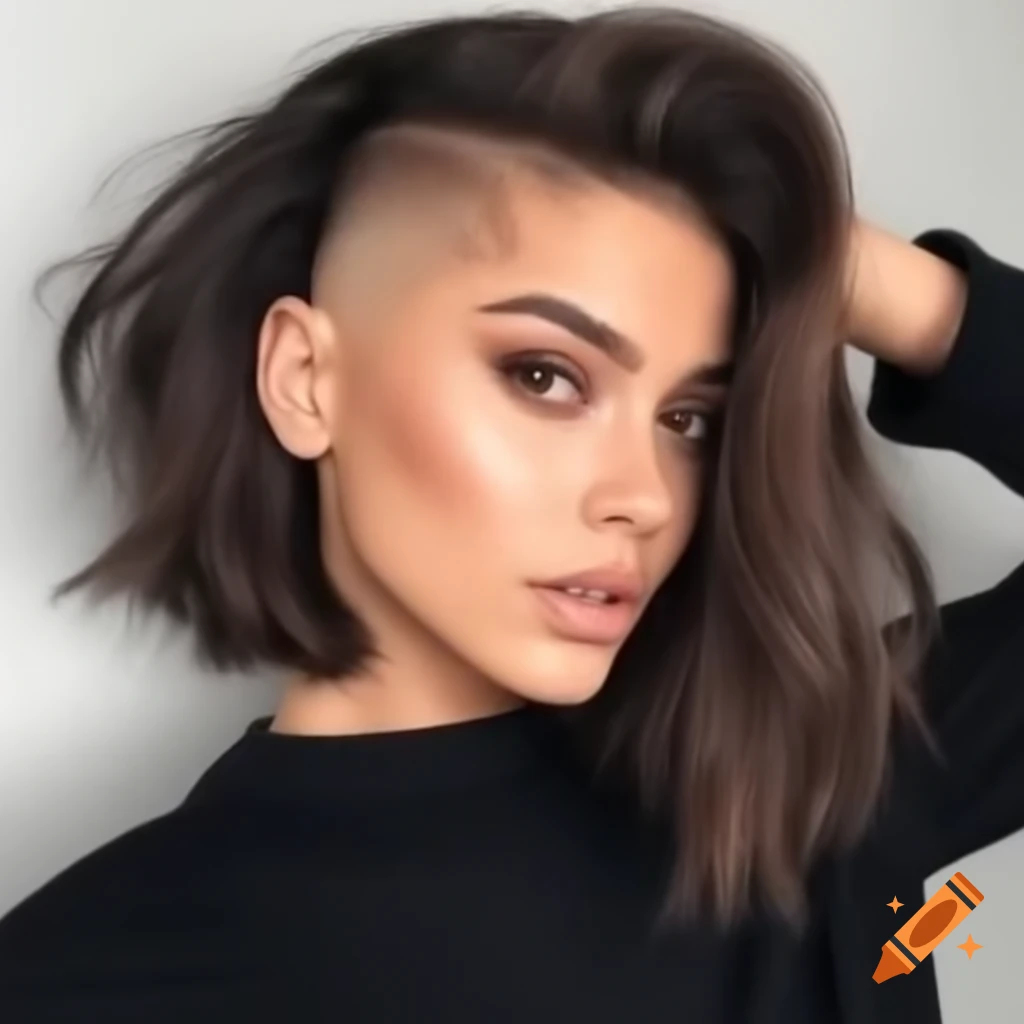 Mediterranean woman with unique undercut bob hairstyle on Craiyon