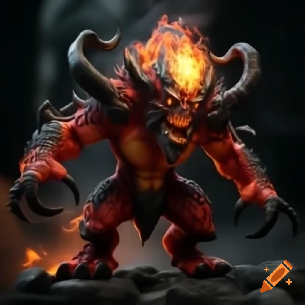 Fearless mini warrior beast monster with large head and tentacles in ...