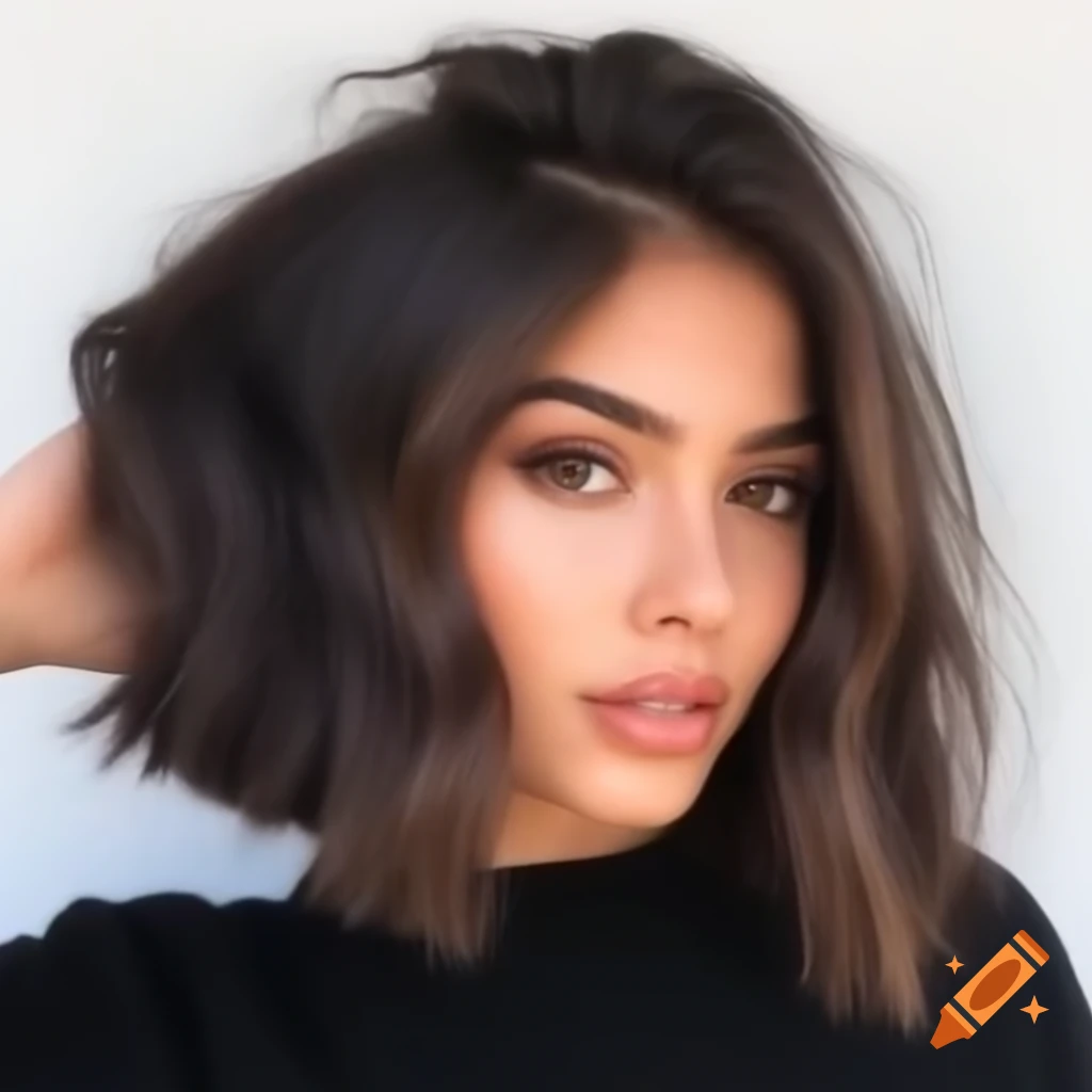 Mediterranean woman with unique undercut bob hairstyle on Craiyon