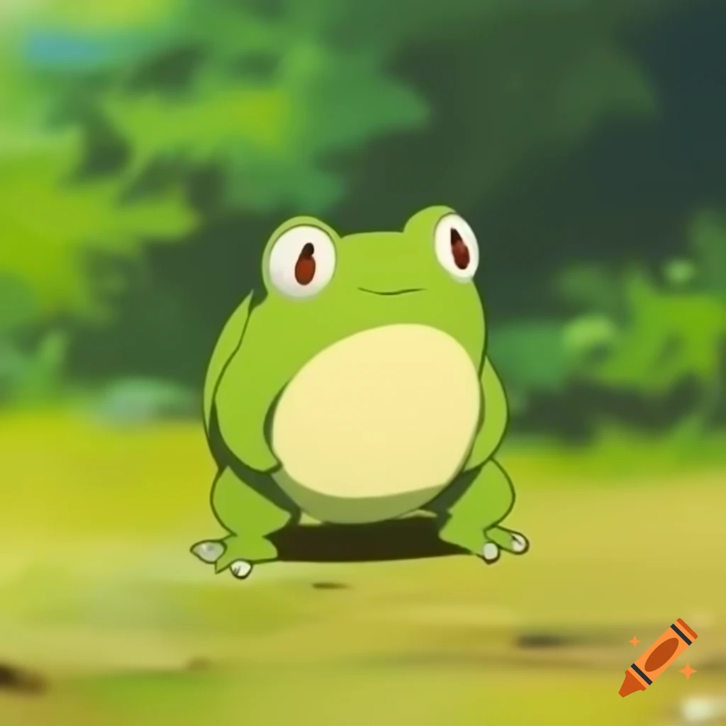 Anthropomorphic frog in Ghibli animated style on Craiyon