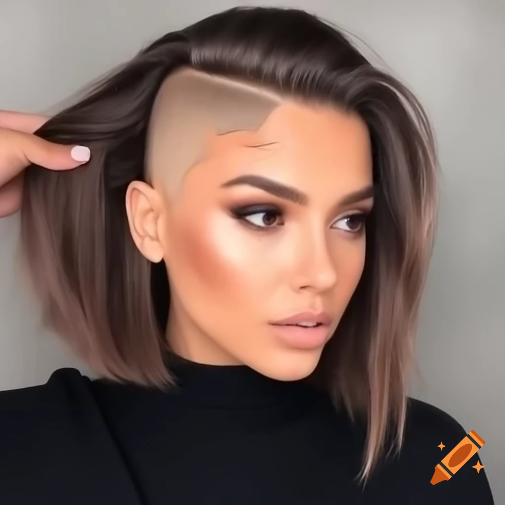 Mediterranean woman with unique undercut bob hairstyle on Craiyon