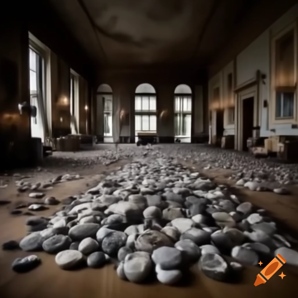 Hoarder's treasures clustered in well-lit mansion room on Craiyon