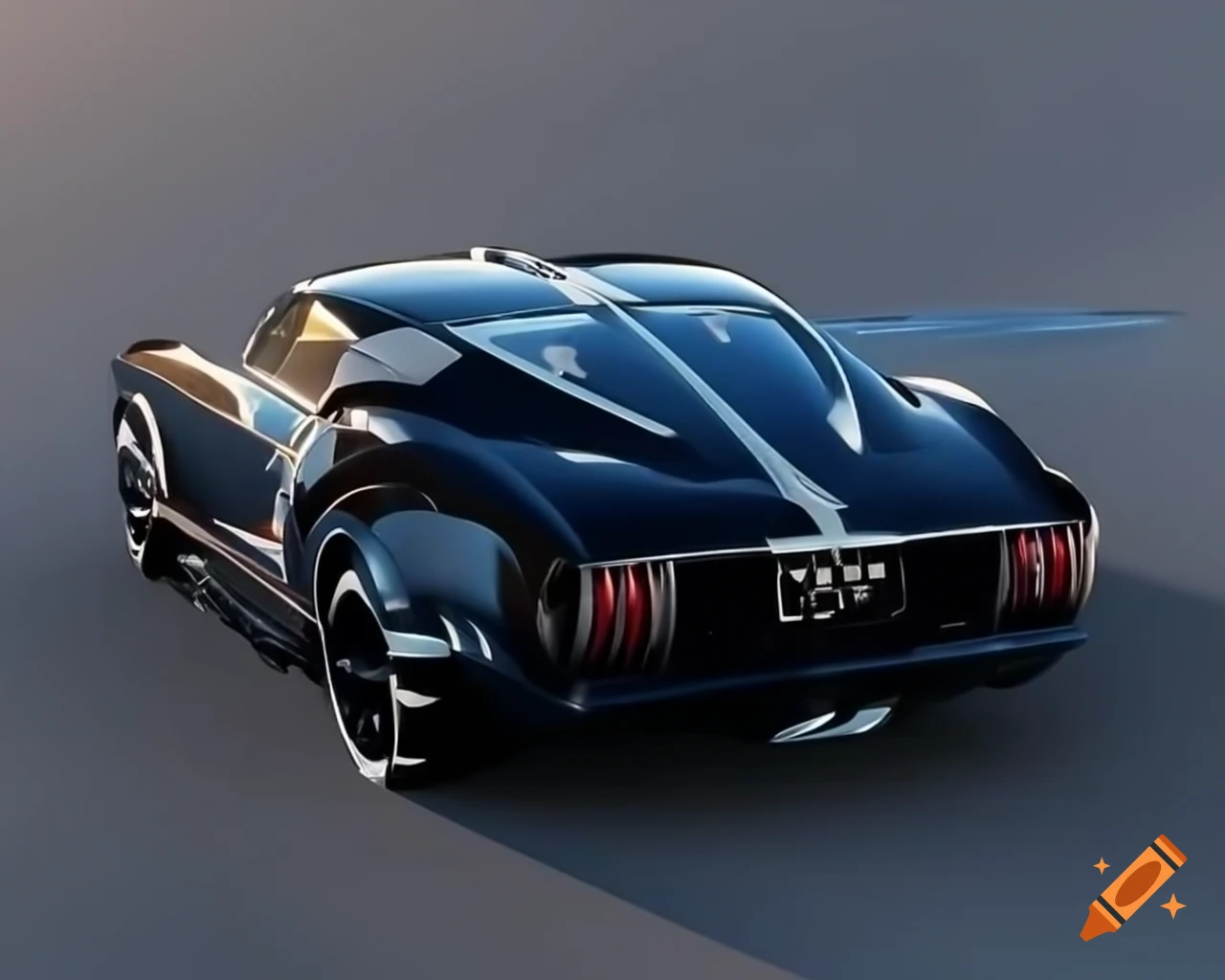 Stylized car inspired by Bugatti Chiron, Mercury Eight, Ford Mustang ...