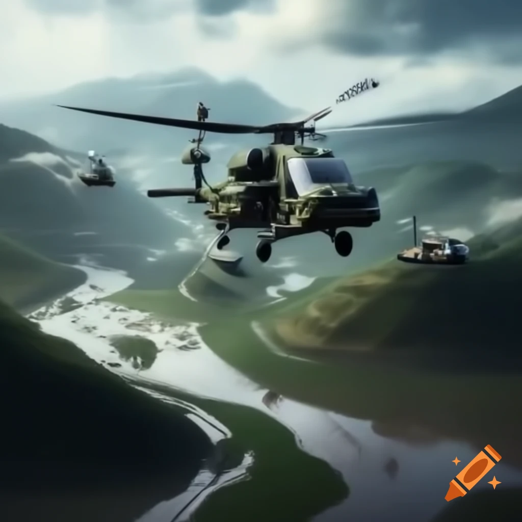 US army helicopters flying over flooded rice terraces in Sapa with ...