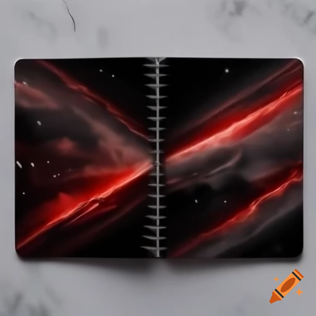 Realistic black and red abstract notebook cover design with urban and ...