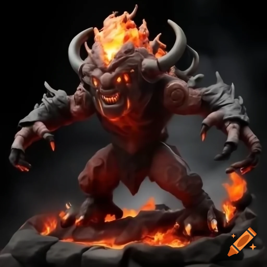 Fearless mini warrior beast monster with large head and tentacles in ...