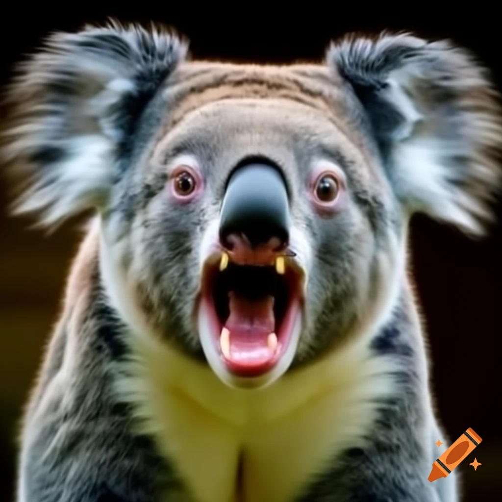 Aggressive koala showing teeth on Craiyon