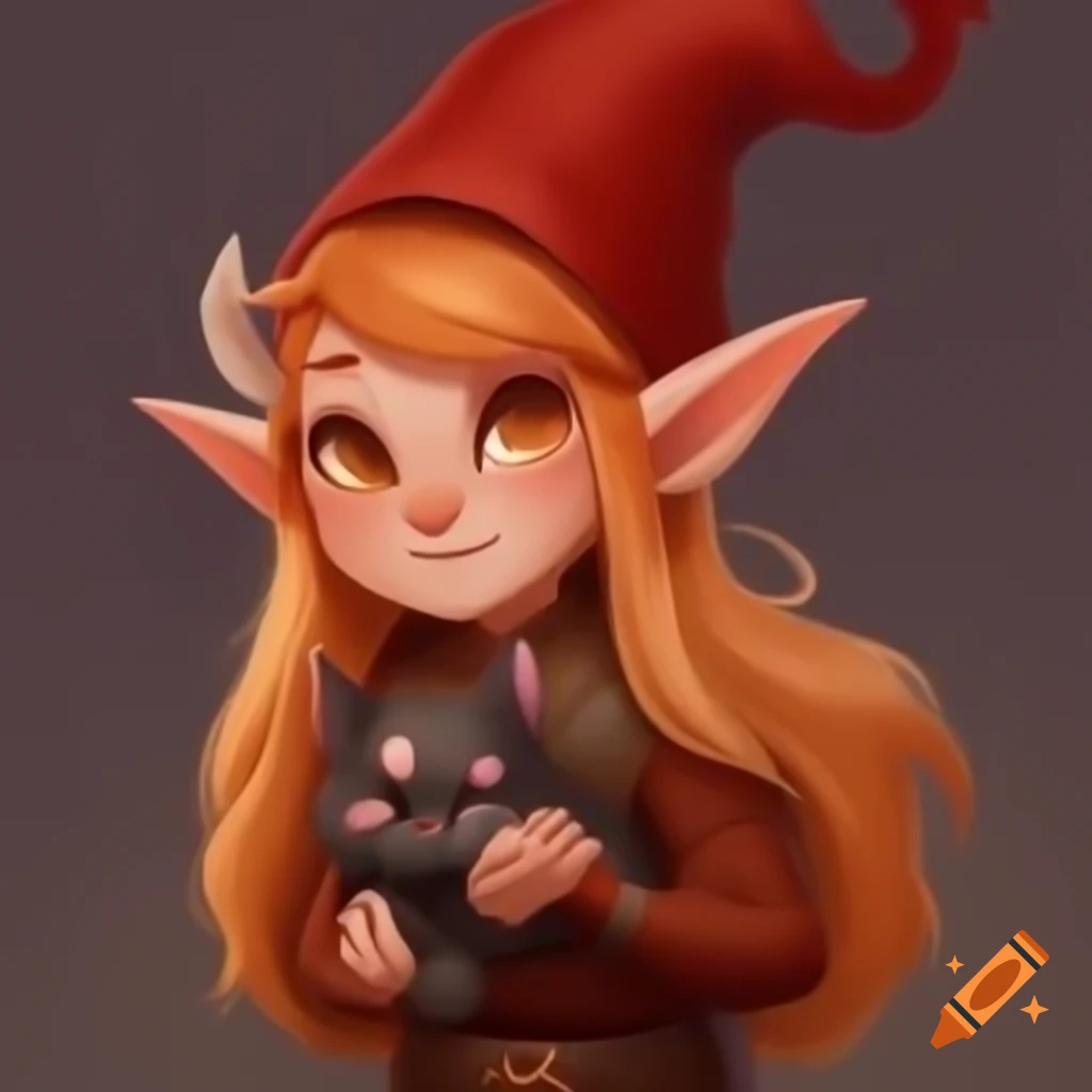 Female DnD gnome with ginger hair and pet cat, cute yet fierce ...