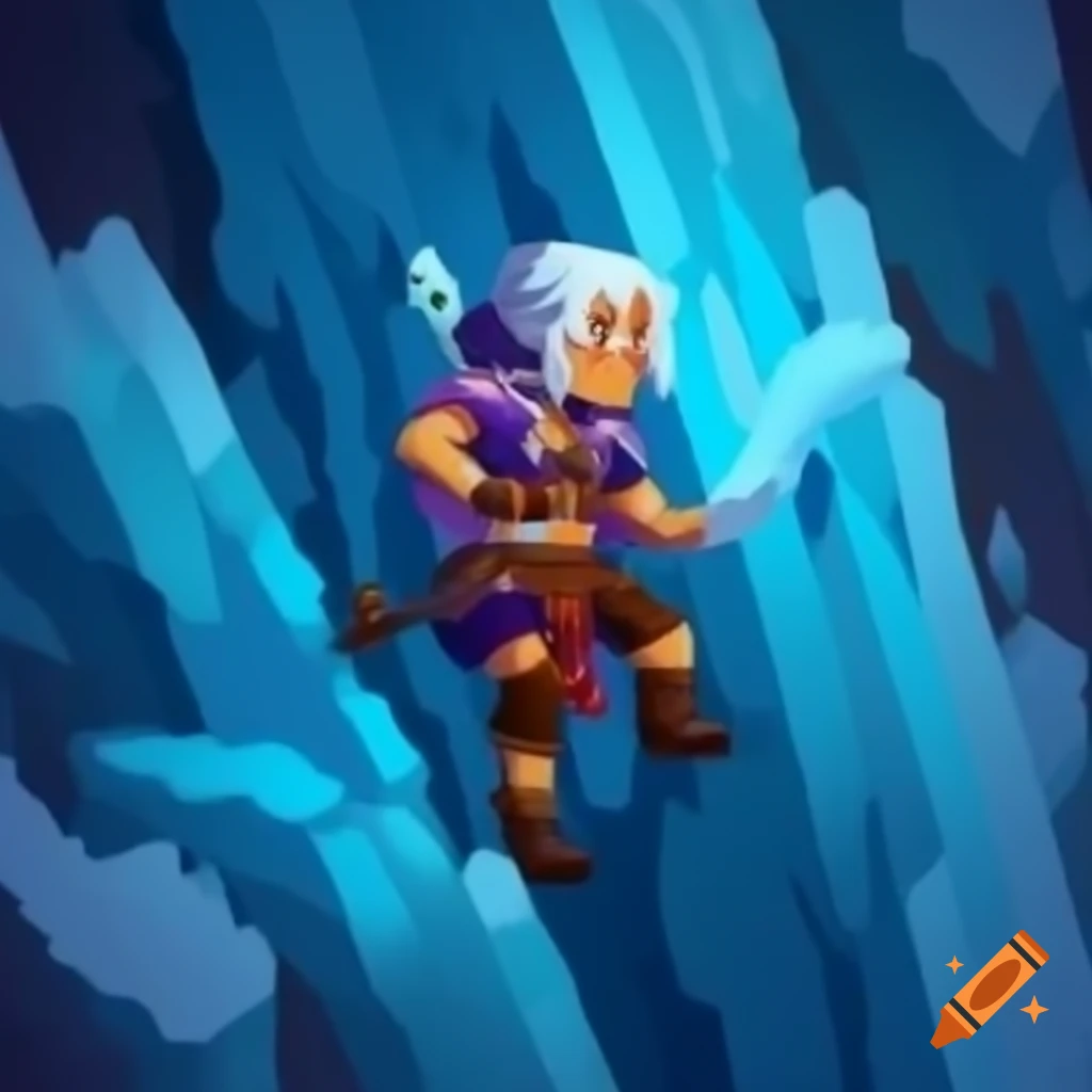 Ice climber dressed as warrior in 8-bit pixel art style on Craiyon