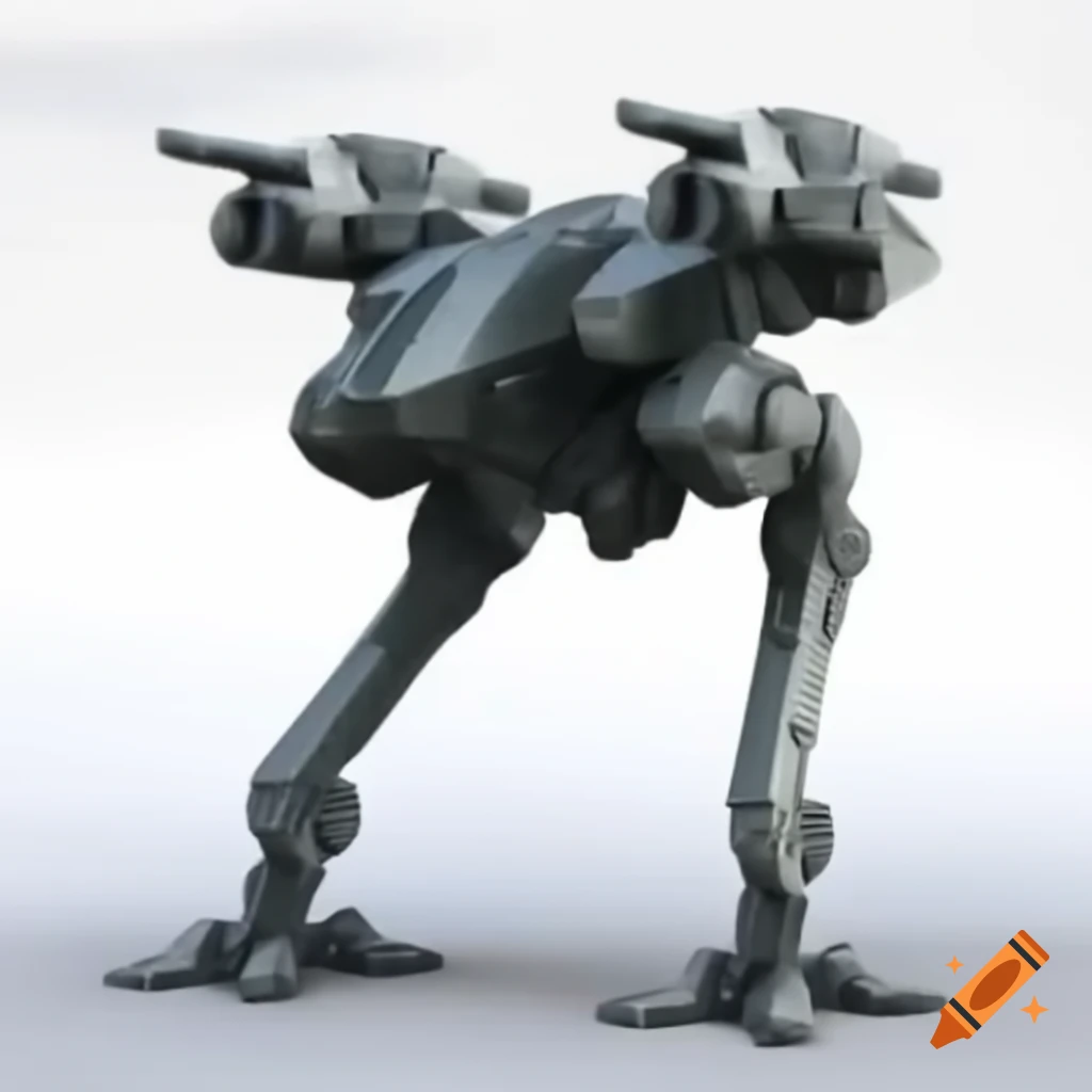 Heavily armored two-legged battle mech with sleek design and weapon ...