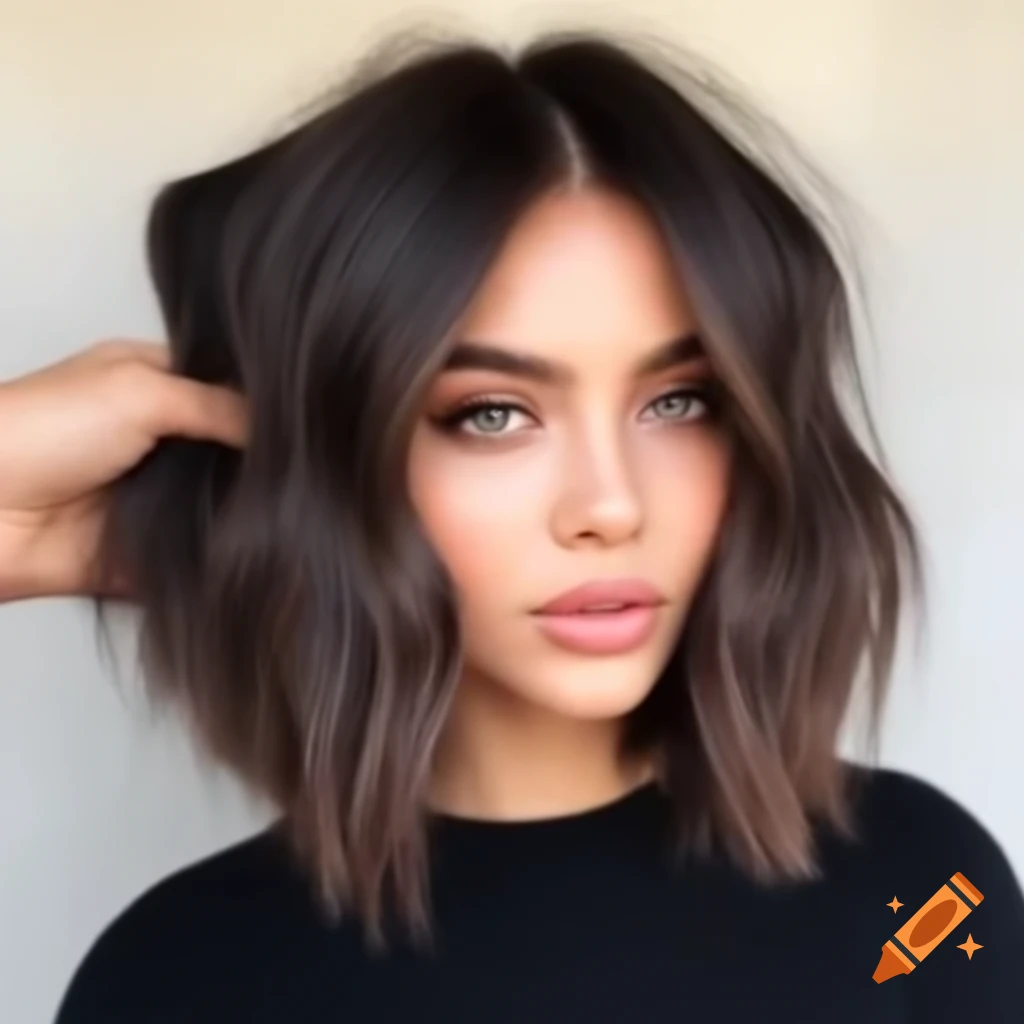 Young woman with unique extreme shaved undercut bob hairstyle on Craiyon