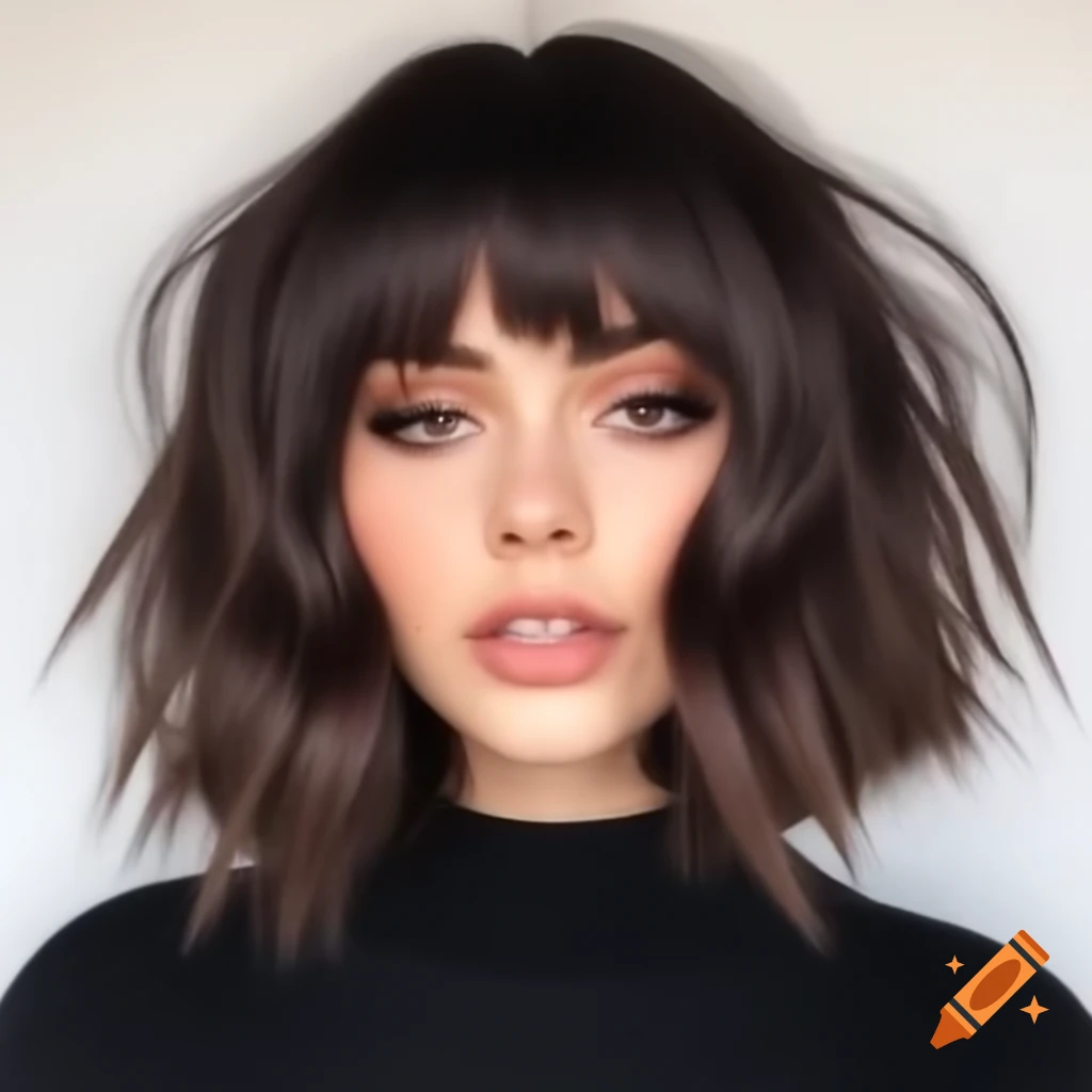 Young woman with unique extreme shaved undercut bob hairstyle on Craiyon