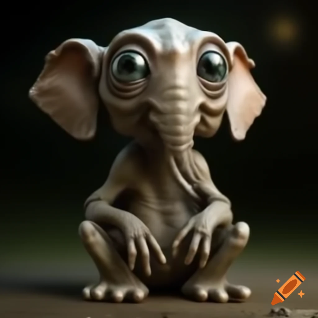 Gentle alien resembling an elephant gazing at stars on Craiyon