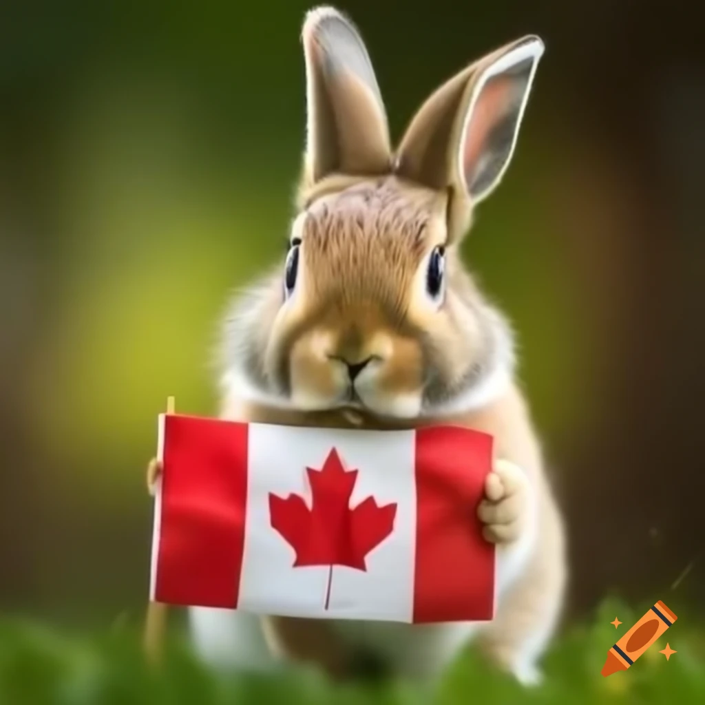 Easter bunny holding Canadian flag on Craiyon