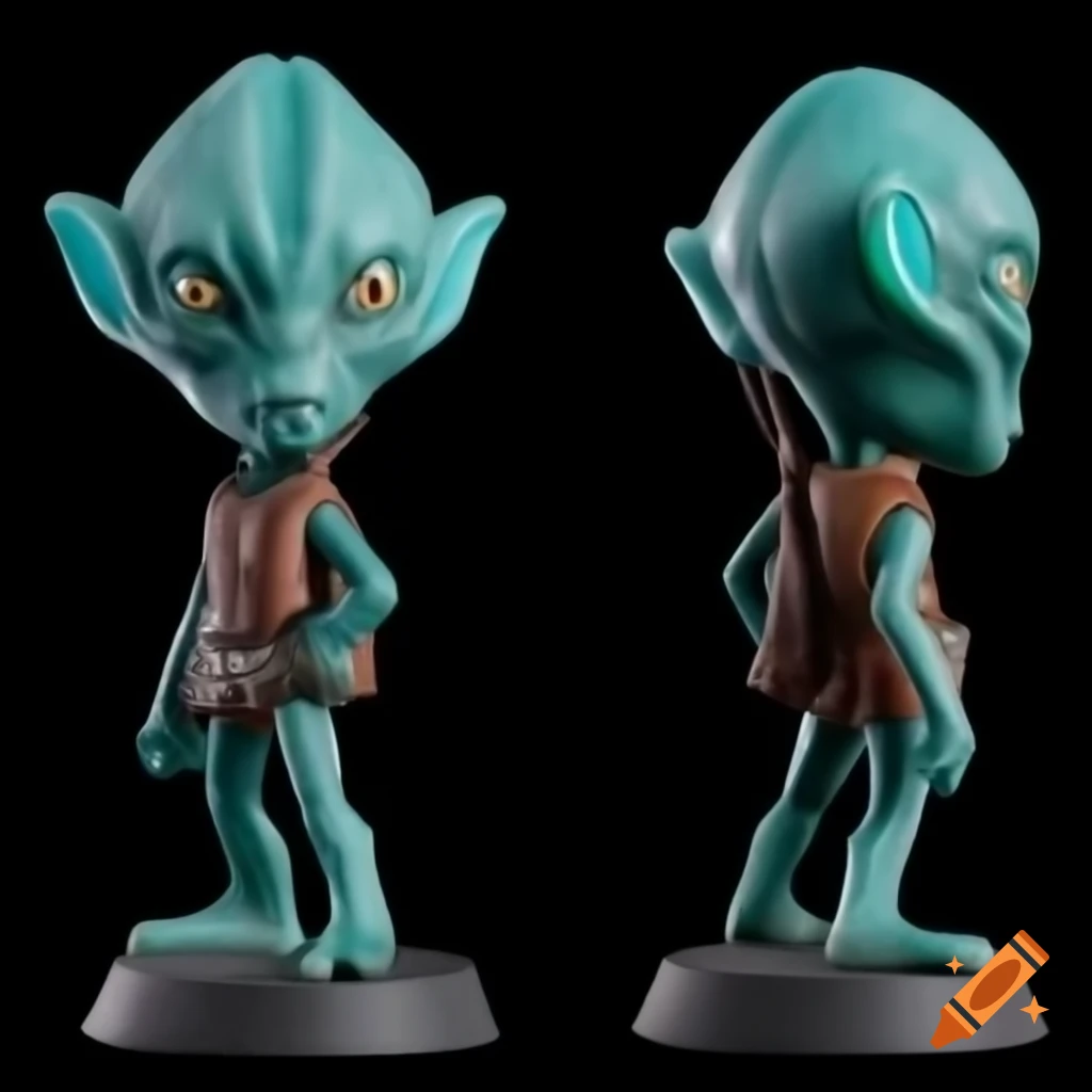 Star Wars alien bobbleheads in aquamarine and mahogany costumes on Craiyon