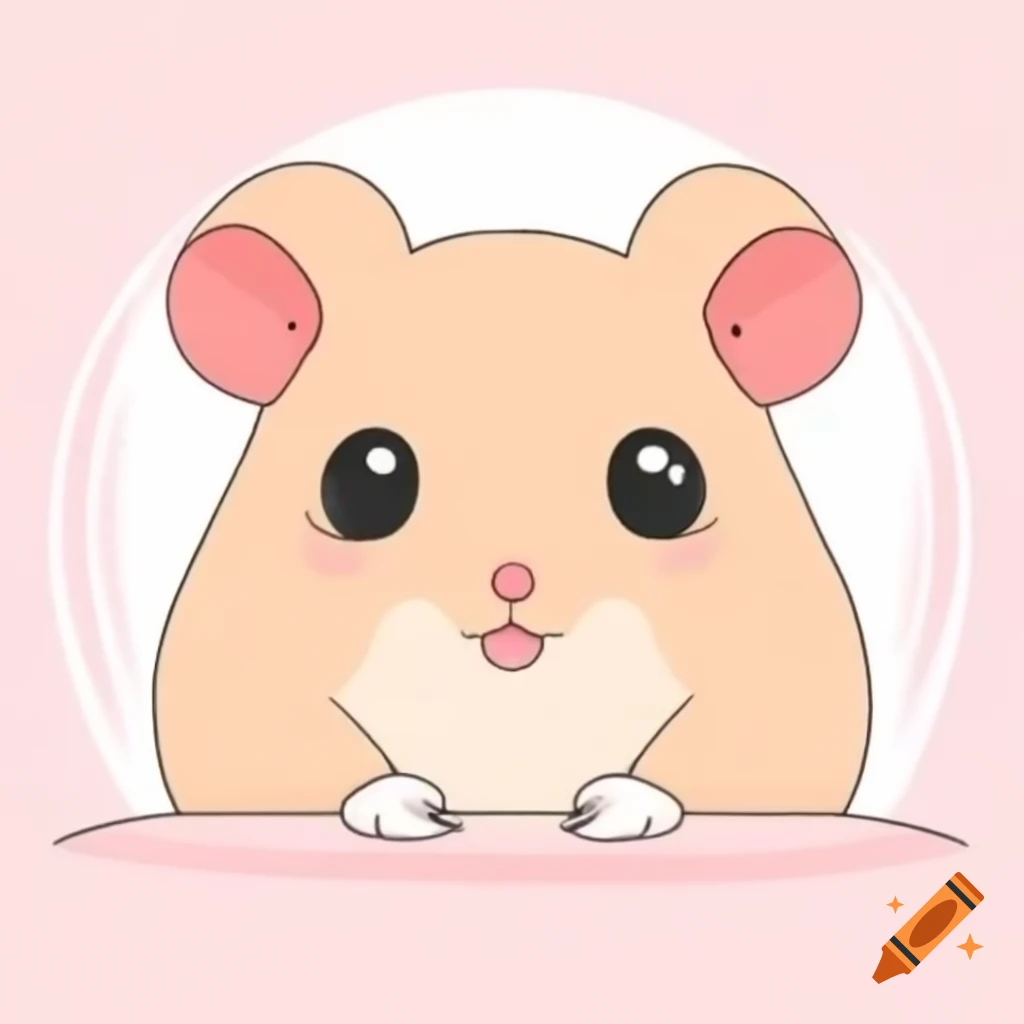 Friendly light pink hamster for Twitch creature design, simple drawing ...