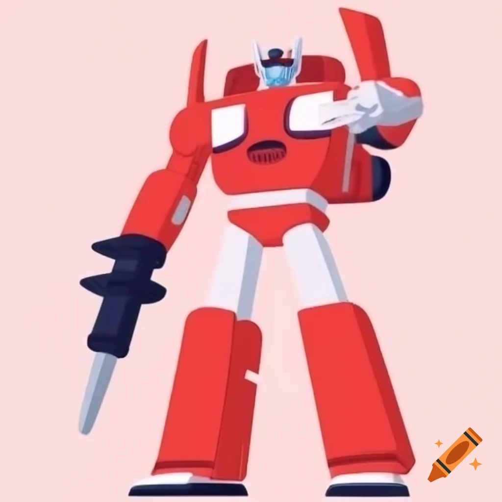 Red and white male transformer character on Craiyon
