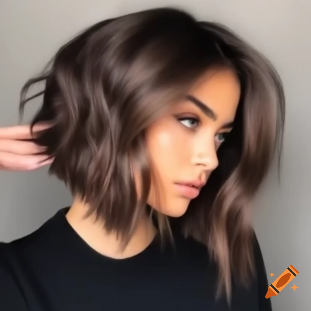 Mediterranean woman with thick dark brown hair in an extreme shaved ...