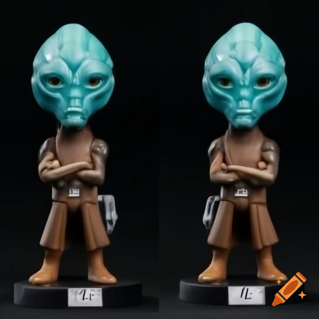 Star Wars alien bobbleheads in aquamarine and mahogany costumes on Craiyon